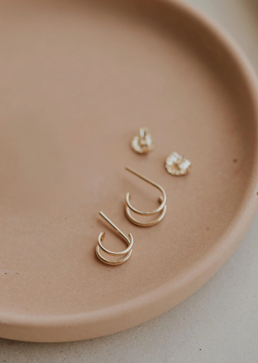 hello adorn double up posts | 14kt gold fill + sterling silver – Cloth ...